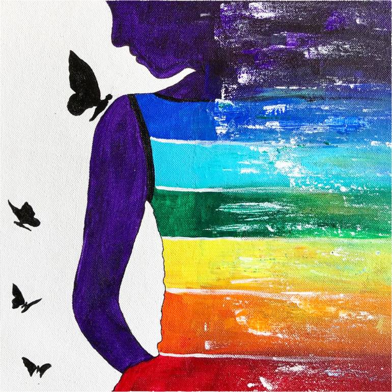 Rainbow Girl Abstract Painting by Mehul Bhuva | Saatchi Art