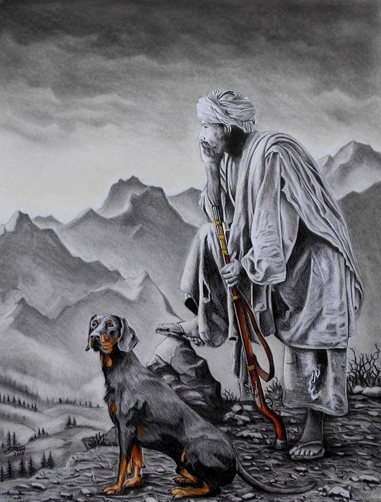 Hunter Drawing by Taha Mansour | Saatchi Art