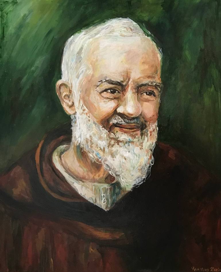 Portrait of Saint Padre Pio Painting by Daria Fedotova | Saatchi Art