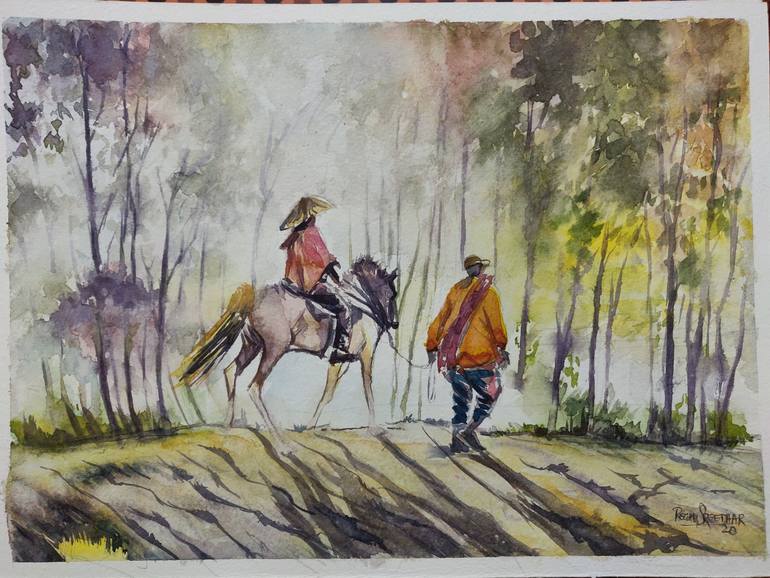 Horse ride Painting by Regu Sreedhar | Saatchi Art