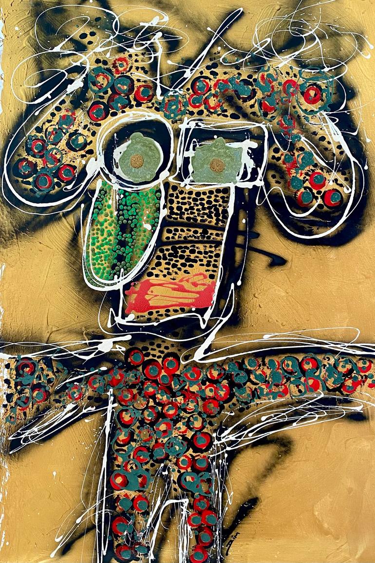 Speak of gold in your heart, acrylic painting on canvas, fancy doggie ...