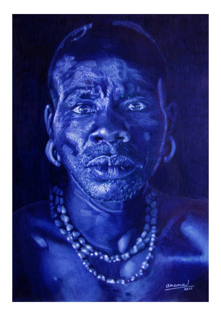 Massai Drawing by Jacky Ananou | Saatchi Art