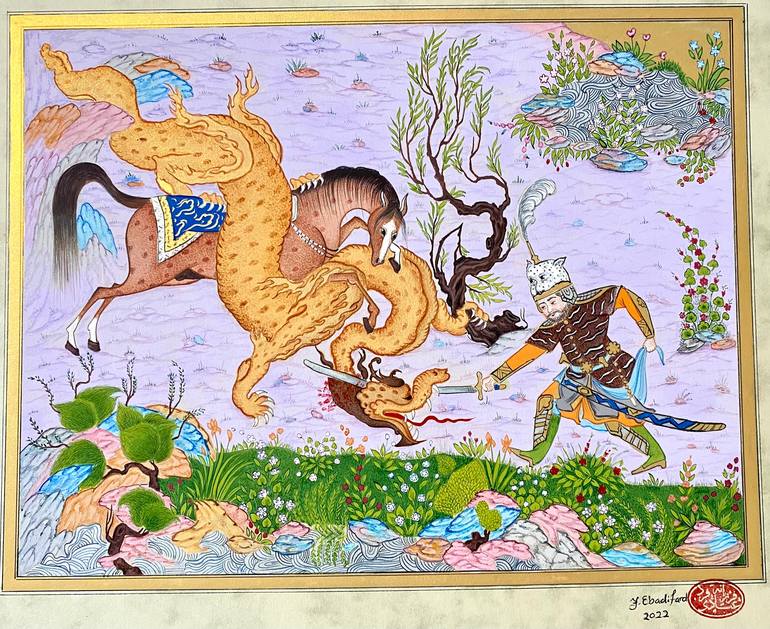 Rostam second Khan Painting by Farzaneh Ebadifard | Saatchi Art