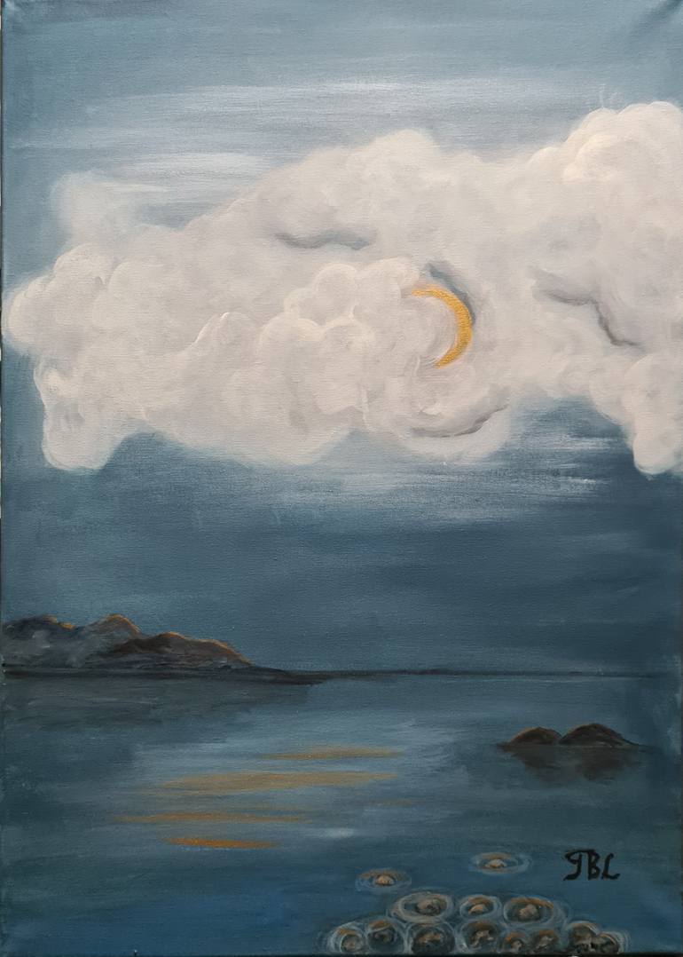 Light clouds on dark sky Painting by Trine Berg Larsen | Saatchi Art