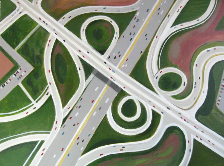 Multiple Lane Highways Painting by Toni Silber-Delerive | Saatchi Art