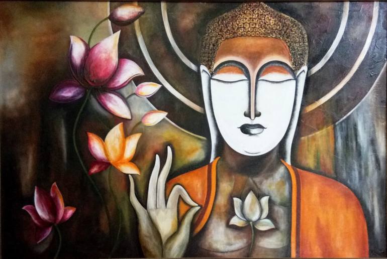 Serene Buddha Painting by Nidhi Agarwal | Saatchi Art