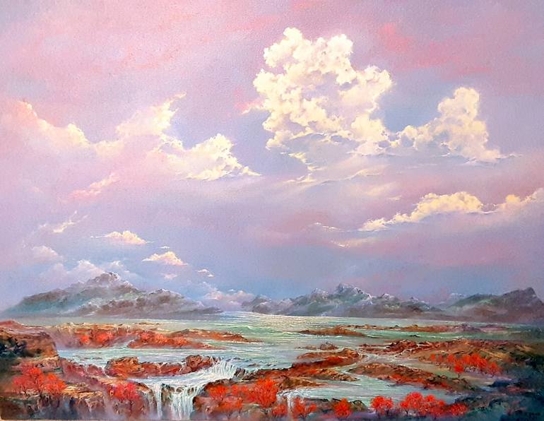 Tidal Bay Falls Painting by Joseph O'Brien | Saatchi Art