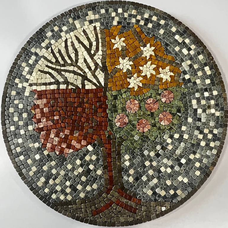24 Tree Of Life Marble Mosaic Handmade Artwork For Wall Decor ...