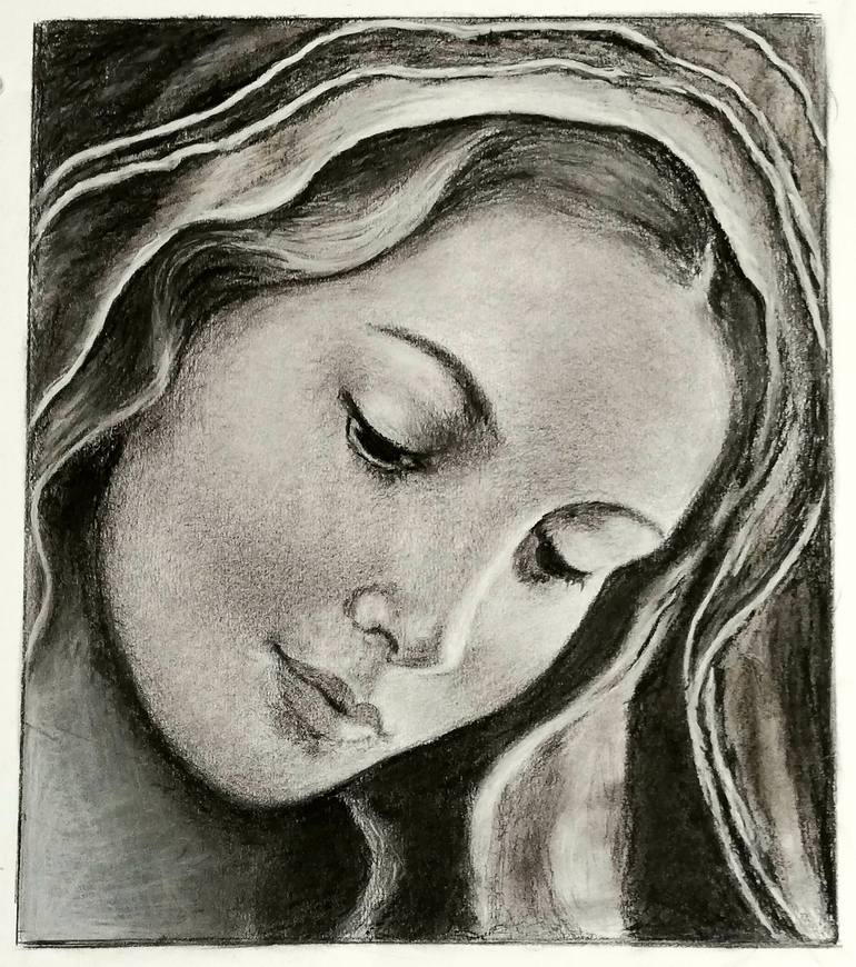 Blessed Virgin Mary Drawing by Nadya Zlatanova | Saatchi Art