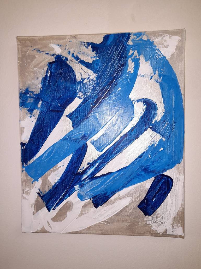 The silver soul of a blue fish Painting by Christos Polydorou | Saatchi Art