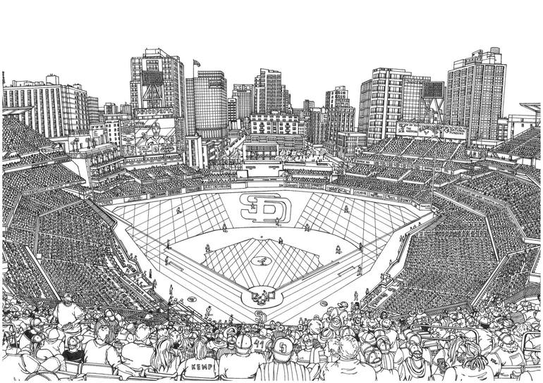 San Diego Stadium Padres Drawing by Lera Ryazanceva | Saatchi Art