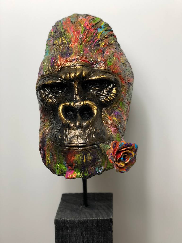 Gorilla clay sculpture Sculpture by Majdi Jerbi | Saatchi Art