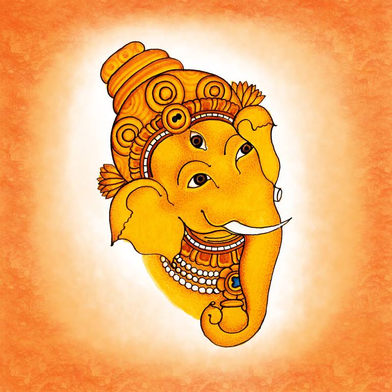 Smiling Ganesha Painting by Anila Manalil | Saatchi Art