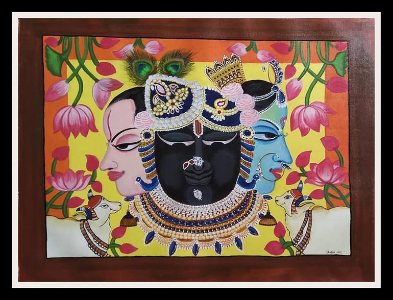 Mukharvind of shreenathji,yamunaji and mahaprabhuji Painting by Dhatri ...