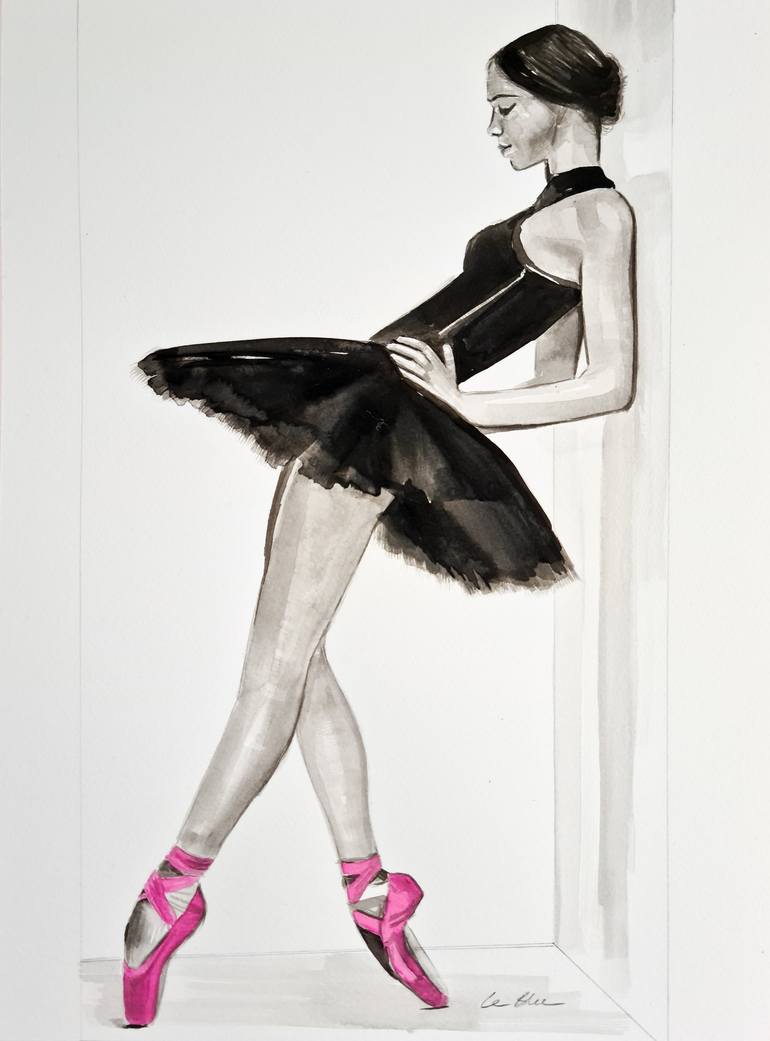 Pink Ballerinas Drawing by Gilles Leblu | Saatchi Art