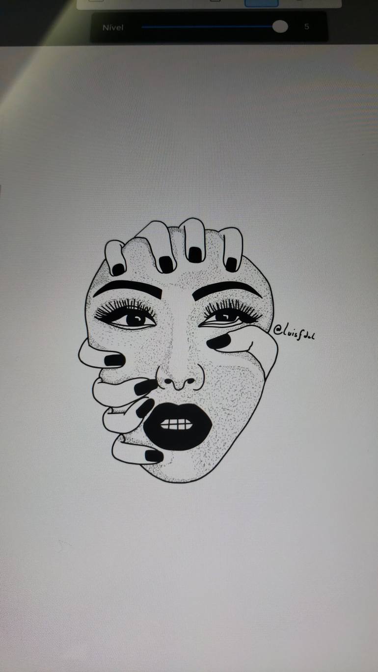 Choking face Drawing by Luis Lino | Saatchi Art