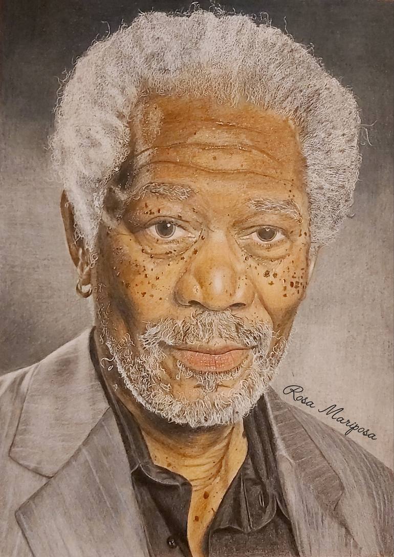 Portrait of Morgan Freeman Drawing by Rosa Mariposa | Saatchi Art