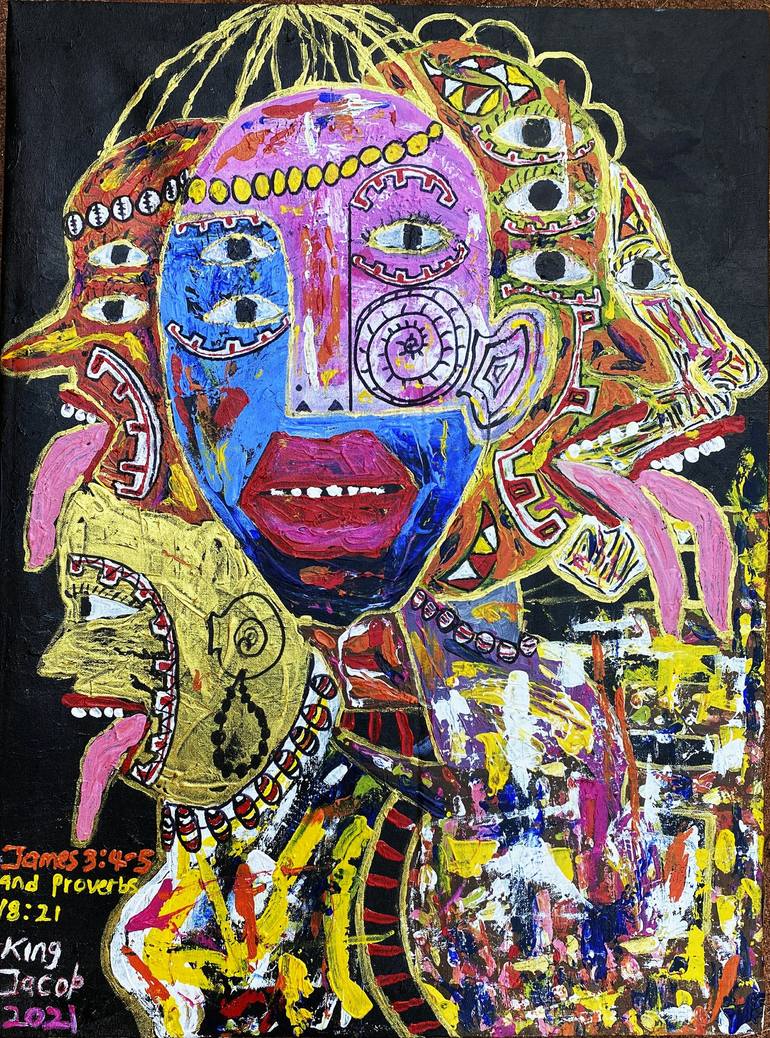 Tongue as rudder Painting by Kingsley Nwangborogwu | Saatchi Art