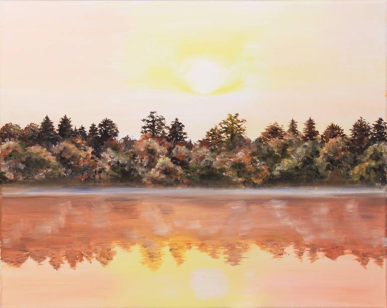 Fall lake Painting by Leeza Beth | Saatchi Art