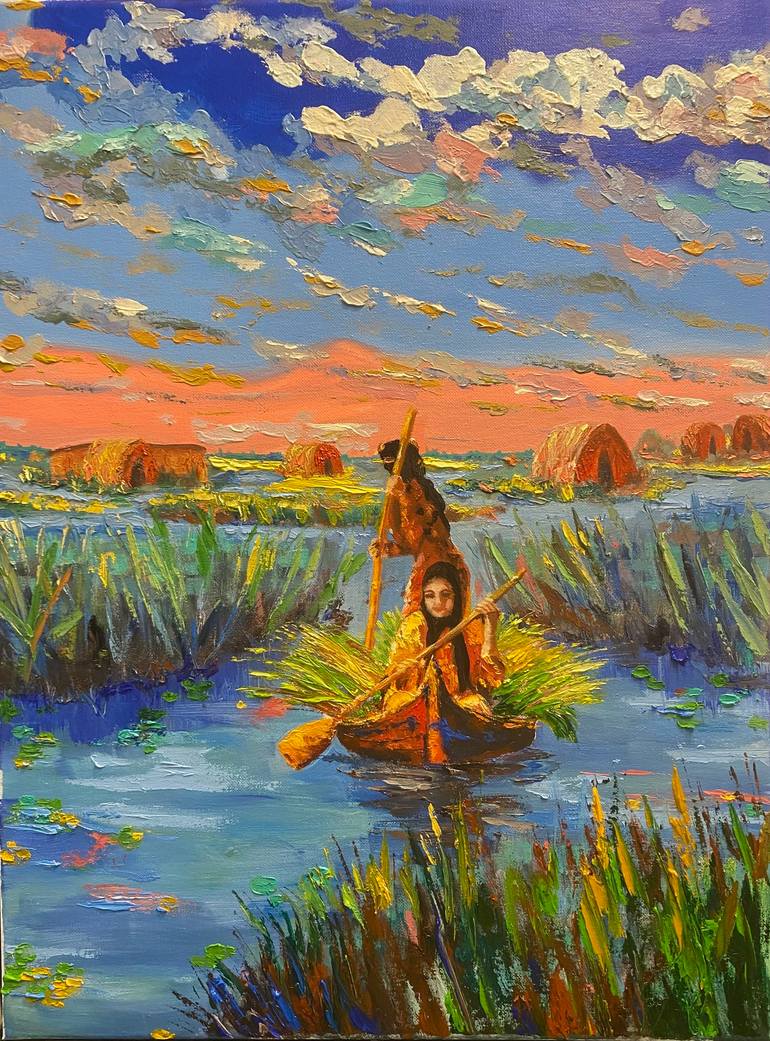 Mesopotamian Marshes Painting by Raed Al Rawi | Saatchi Art
