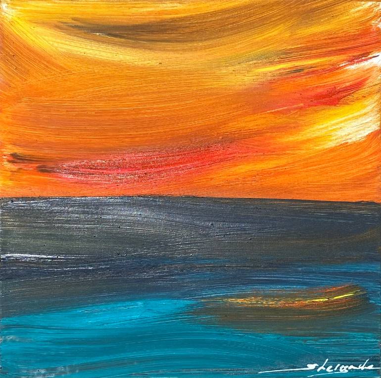 Orange Horizon IV Painting by Sherezade Morales | Saatchi Art