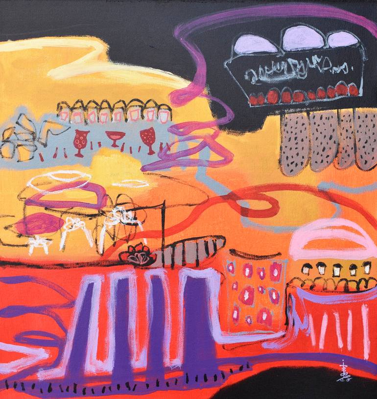 Red Hot Bar at 2 a.m. Painting by Misako Chida | Saatchi Art