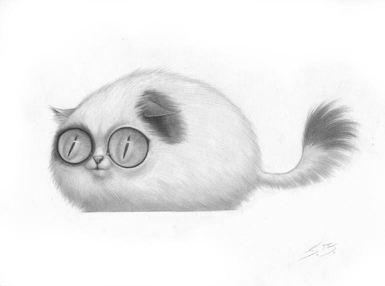 gatto palla Drawing by Samuele Franceschi | Saatchi Art