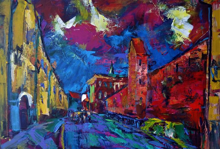 Stormy street Painting by Aivis PīZelis | Saatchi Art