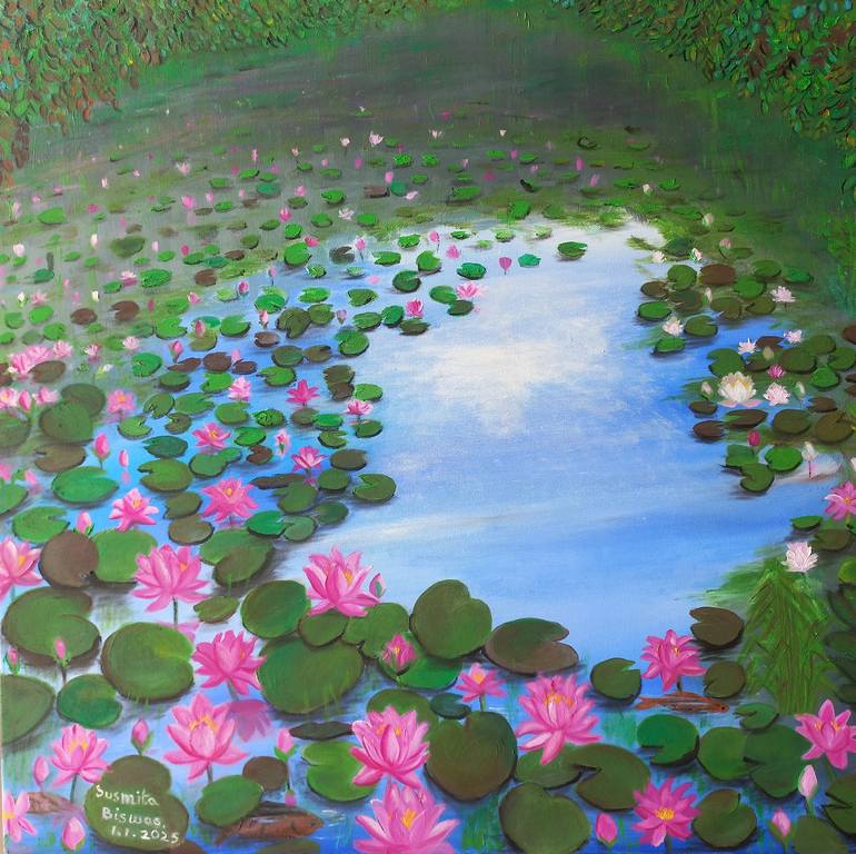 Water Lilies Painting by Susmita Biswas | Saatchi Art India