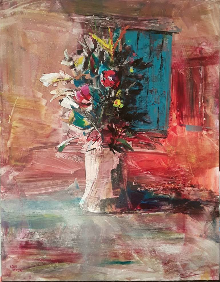 Turquoise Shutter Painting by Louis Venter | Saatchi Art