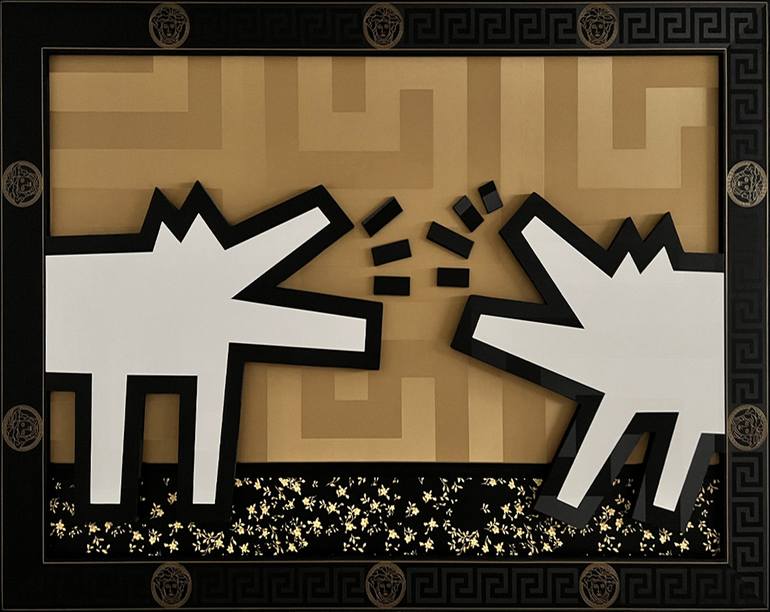 Dogs Donning Versace - Homage to Haring - Original Art Collage by ...
