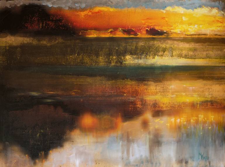 Salt Marsh Sunrise Painting by Marc Ward | Saatchi Art