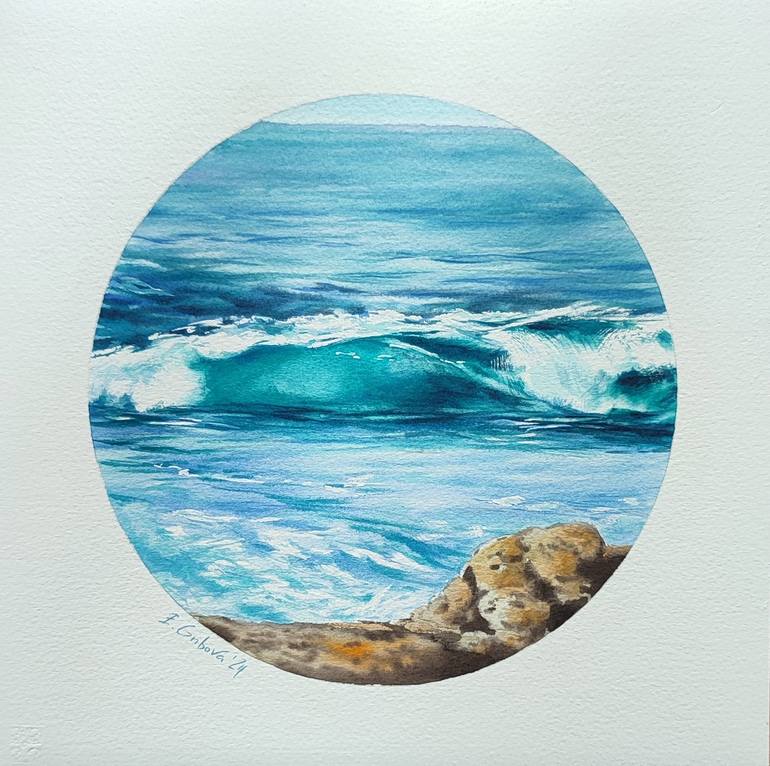 Turquoise waves /255/ Painting by Elzbieta Gribova | Saatchi Art