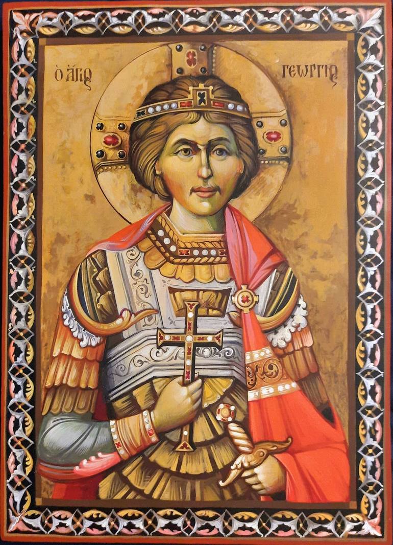 SAINT GEORGE, Byzantine icon, ByzArtAndMore Painting by Byz Art And ...