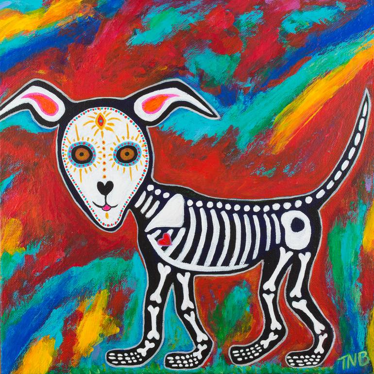 Day of the Dead Dog Painting by Teal Buehler | Saatchi Art