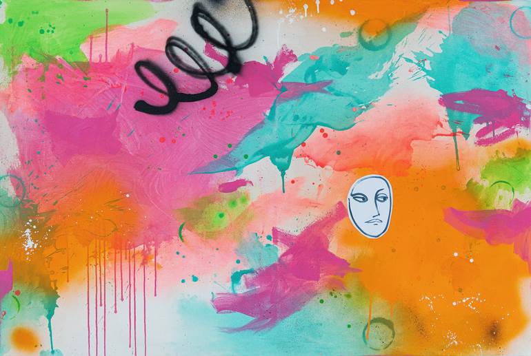 Bright side - original abstract artwork with collage Painting by Iryna ...