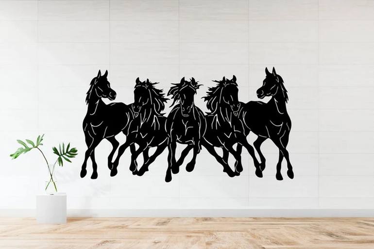 Running Horse | Wall Art Decor | Metal Horse Wall Art Outdoor Sculpture ...