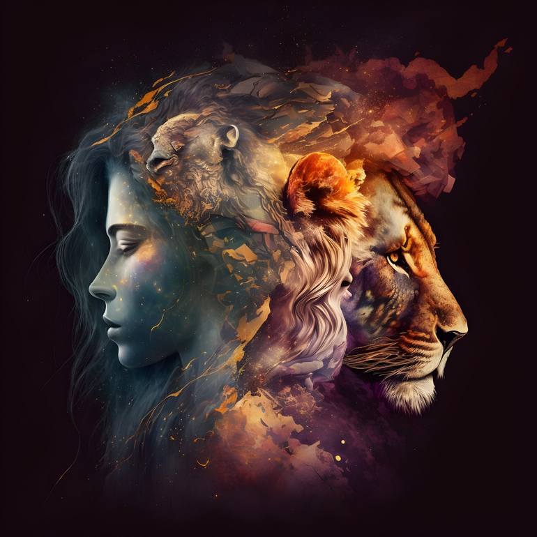 Astrology Leo Virgo Art Print Digital by Angela Mayorga | Saatchi Art