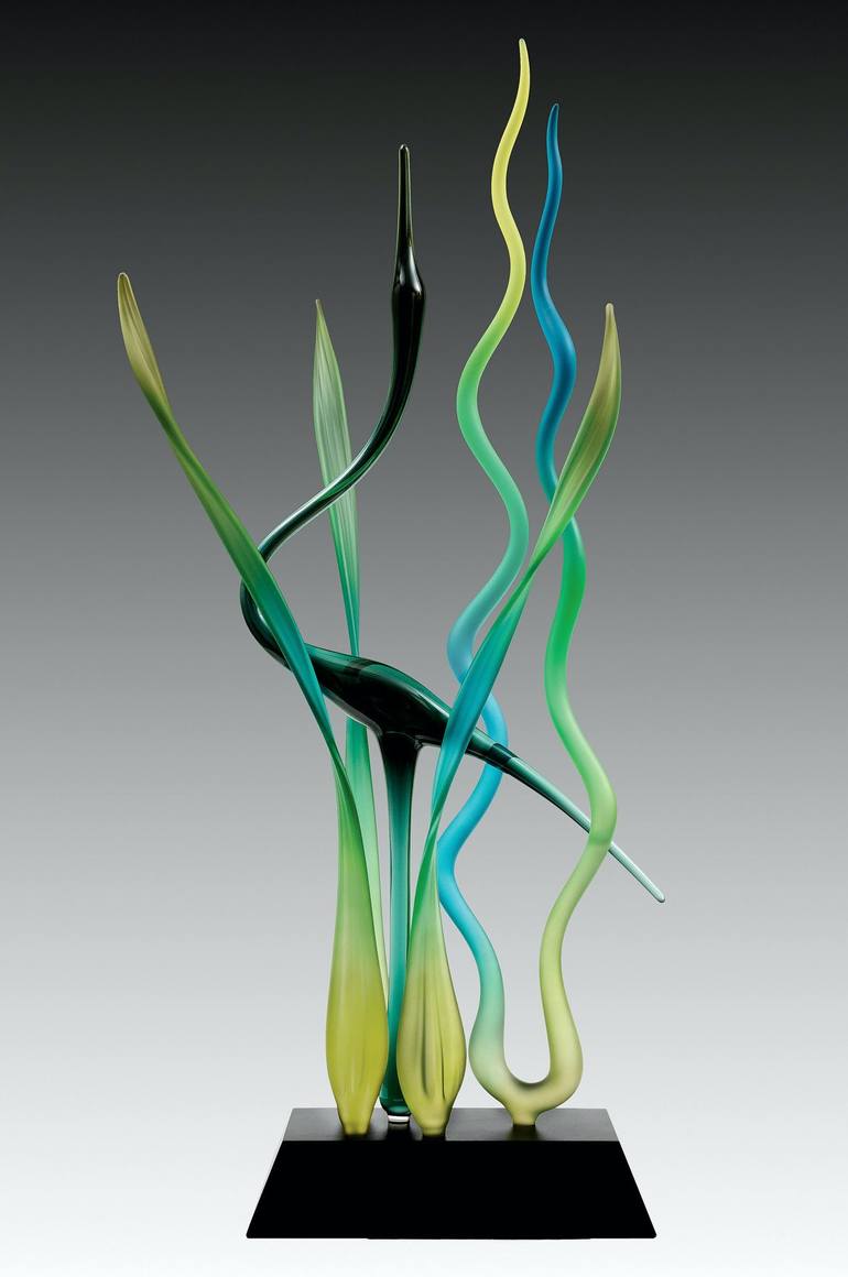 Heron Dancing in the Marsh, Emerald Sculpture by Warner Whitfield ...