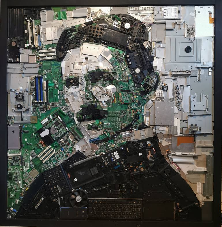 Nikola Tesla - Tech Art Assemblage Sculpture by Scott Chaney | Saatchi Art