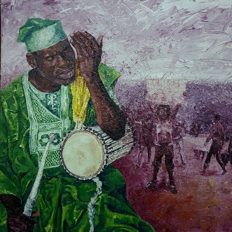 The Listening Kin Painting by Bukola Lawal | Saatchi Art