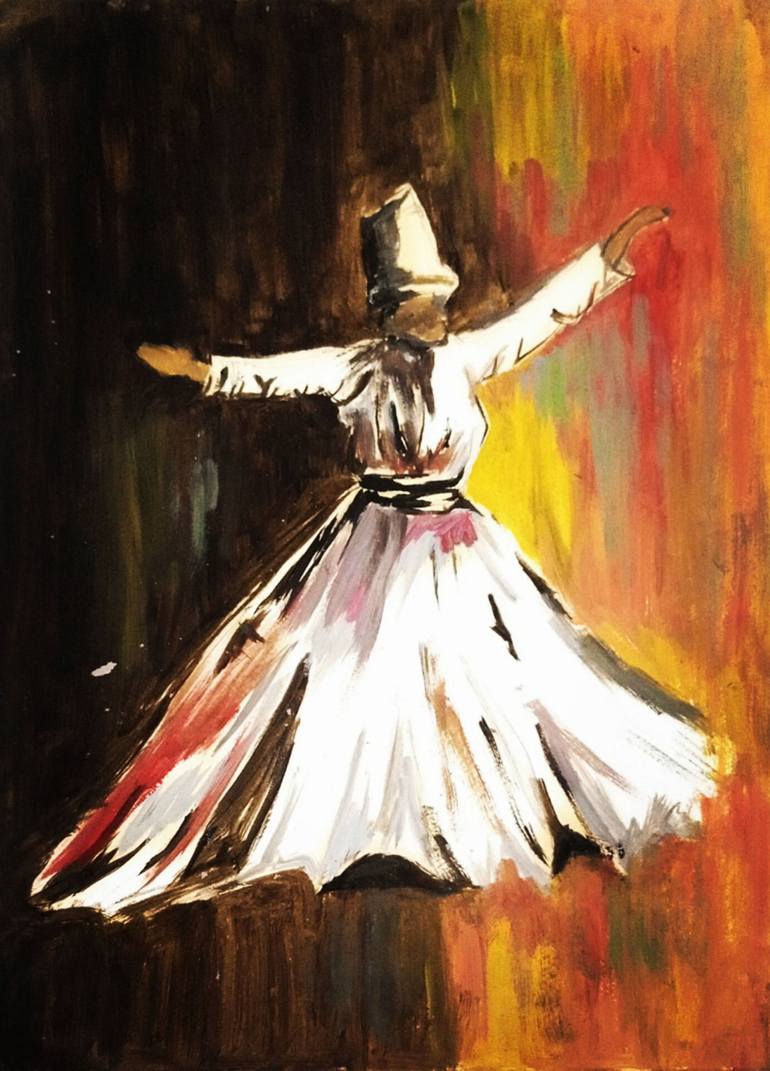 Abstract Whirling Dervish Painting by Tayyba Amjad Hussain | Saatchi Art