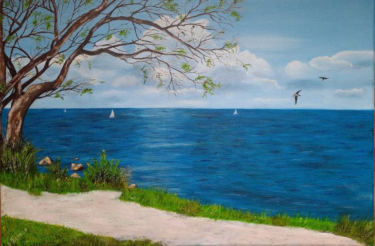 Spring by the sea Painting by Olena Berest | Saatchi Art