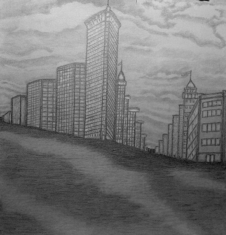 Flatiron Skyline at Night Drawing by Darren Baylor | Saatchi Art
