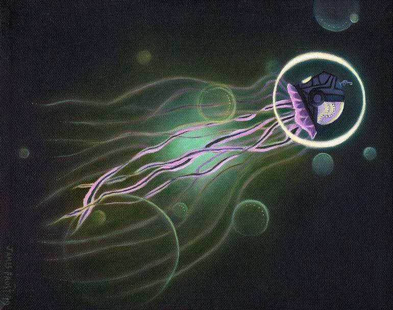 Spaceman Jellyfish Painting by James Frost | Saatchi Art