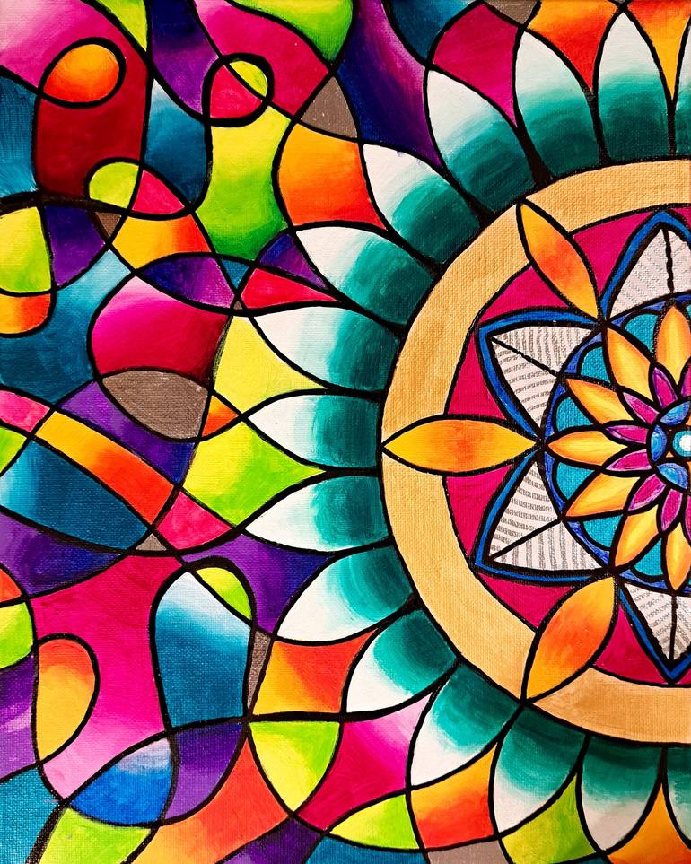 Rainbow Mandala of Light Painting by Angela Francis | Saatchi Art