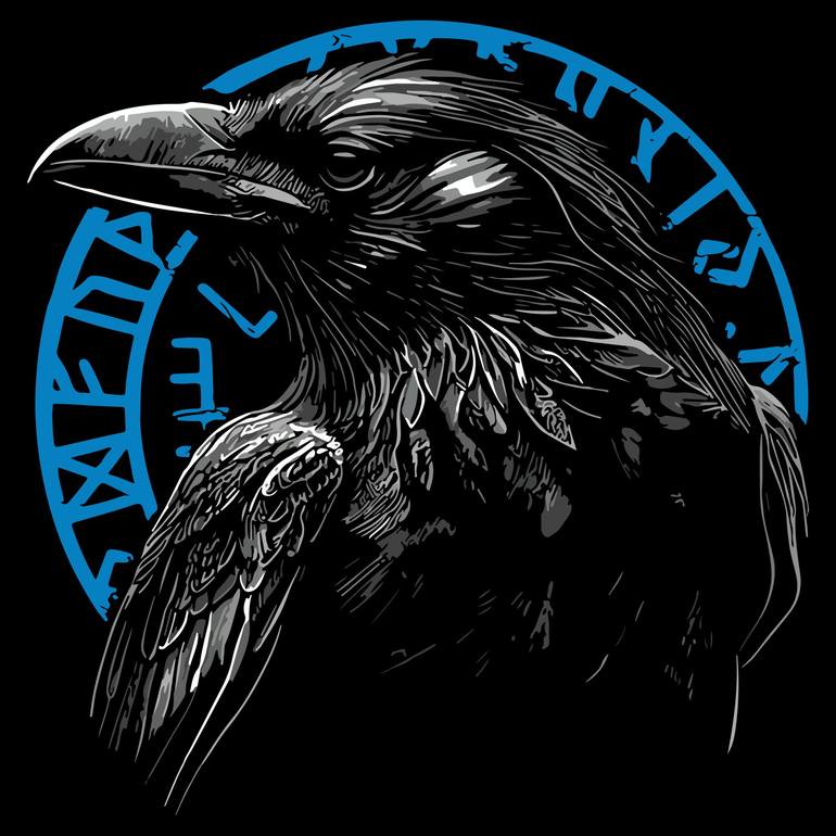 Raven with Norse Runes - Dark Art Mixed Media by Ramy Salah Hefny ...