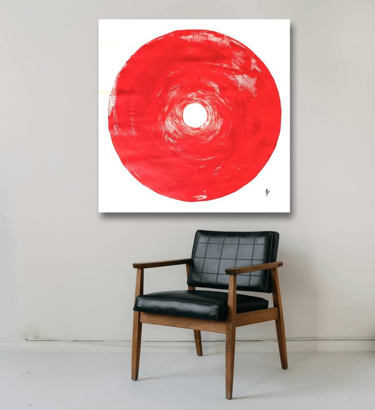 Red circle with white centre Abstract minimalism red geometry Painting ...