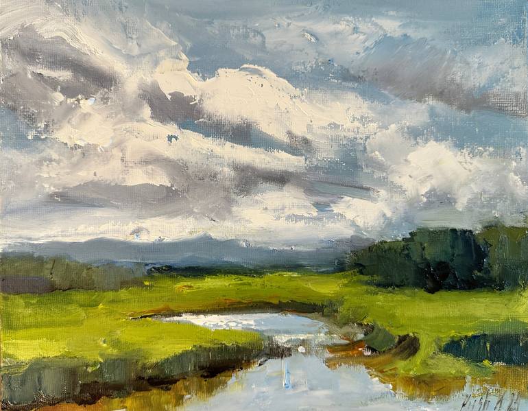 Marsh oil painting on canvas Painting by Kseniia Pushina | Saatchi Art