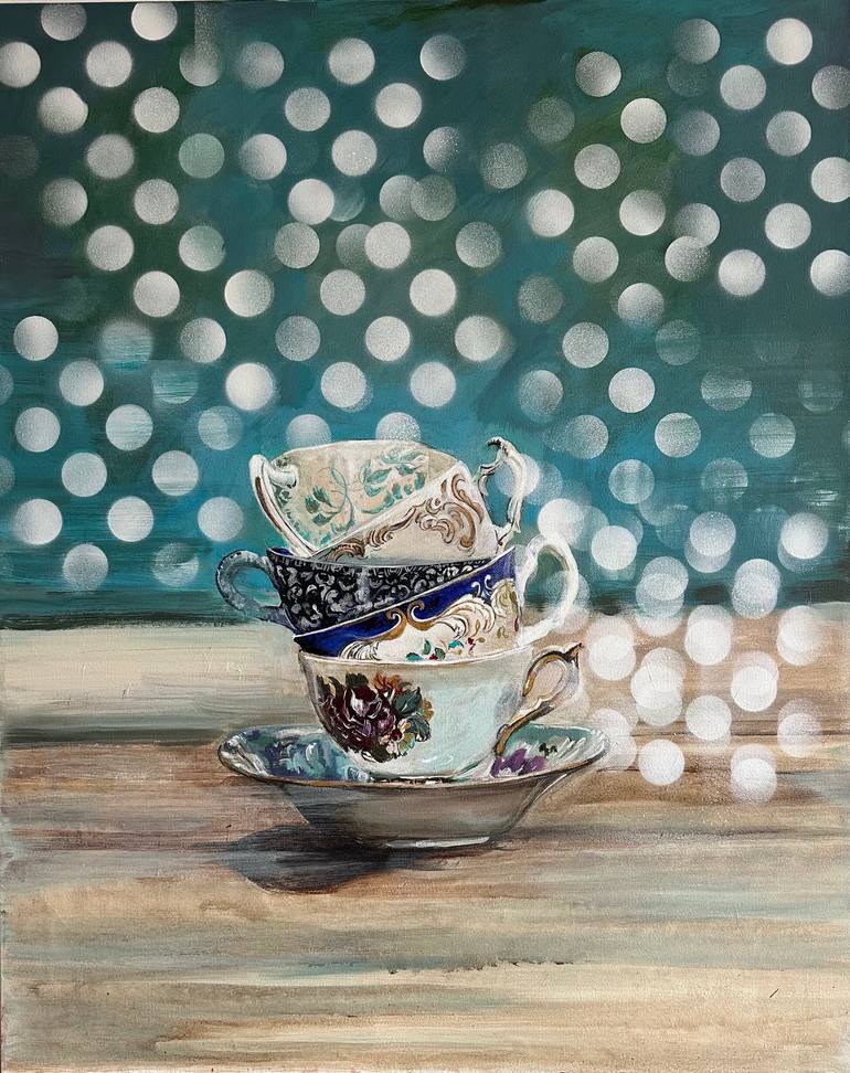 Still Life # 15, Tea cups Painting by Eiman Muiny | Saatchi Art